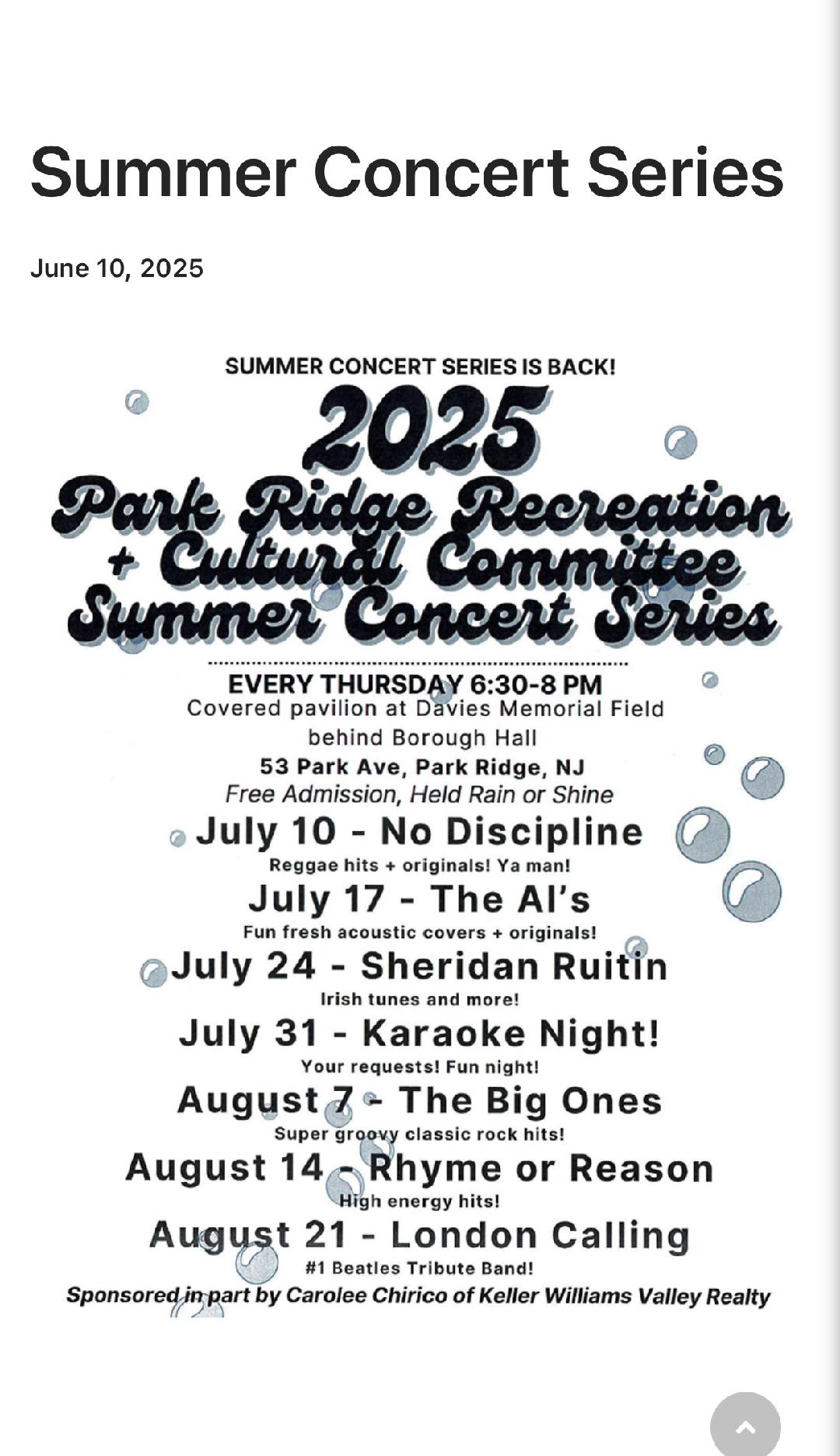 Concerts Park Ridge | Garden State Ski Club